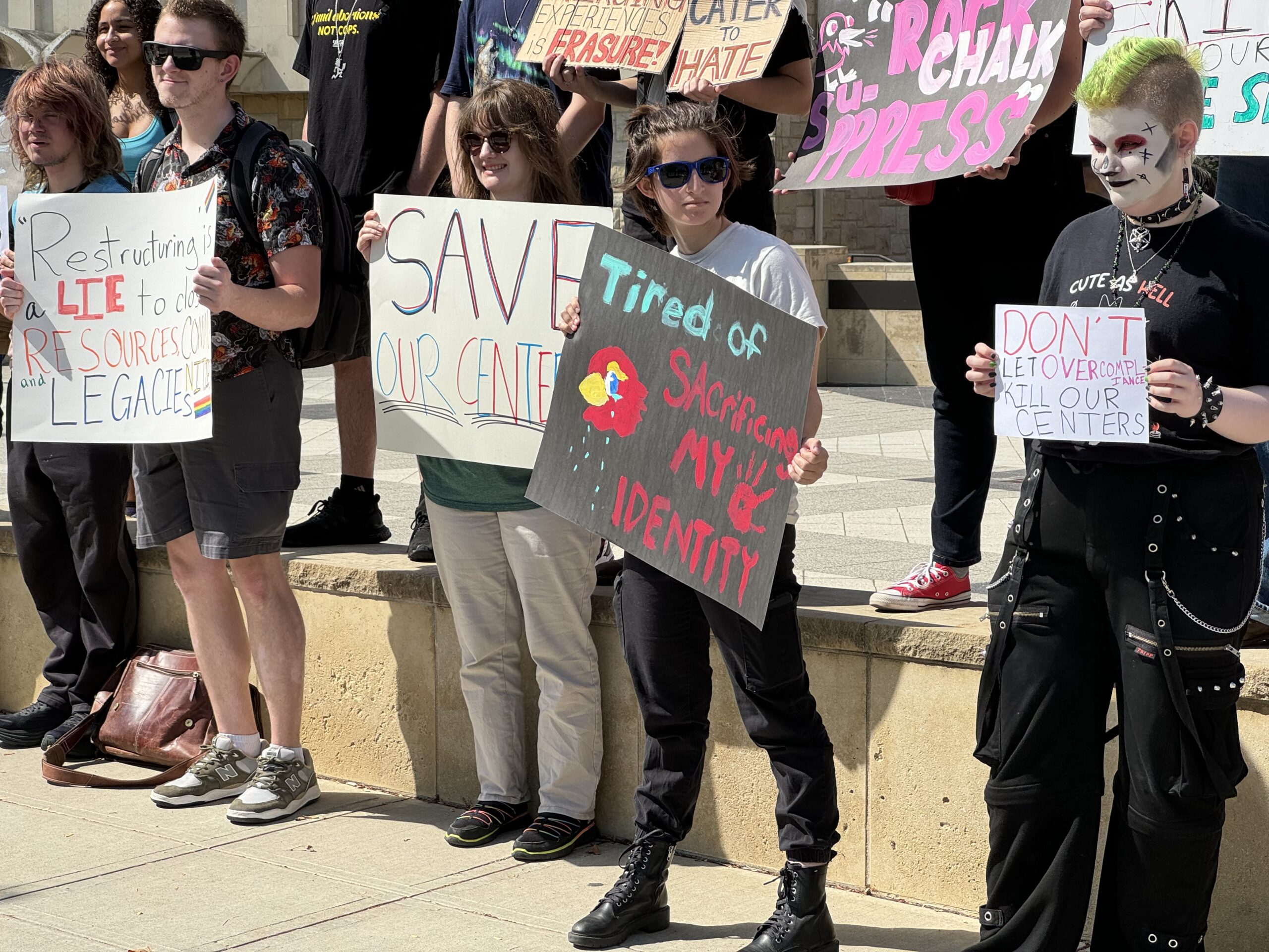 KU students protest merger of diversity, gender offices on the Lawrence ...